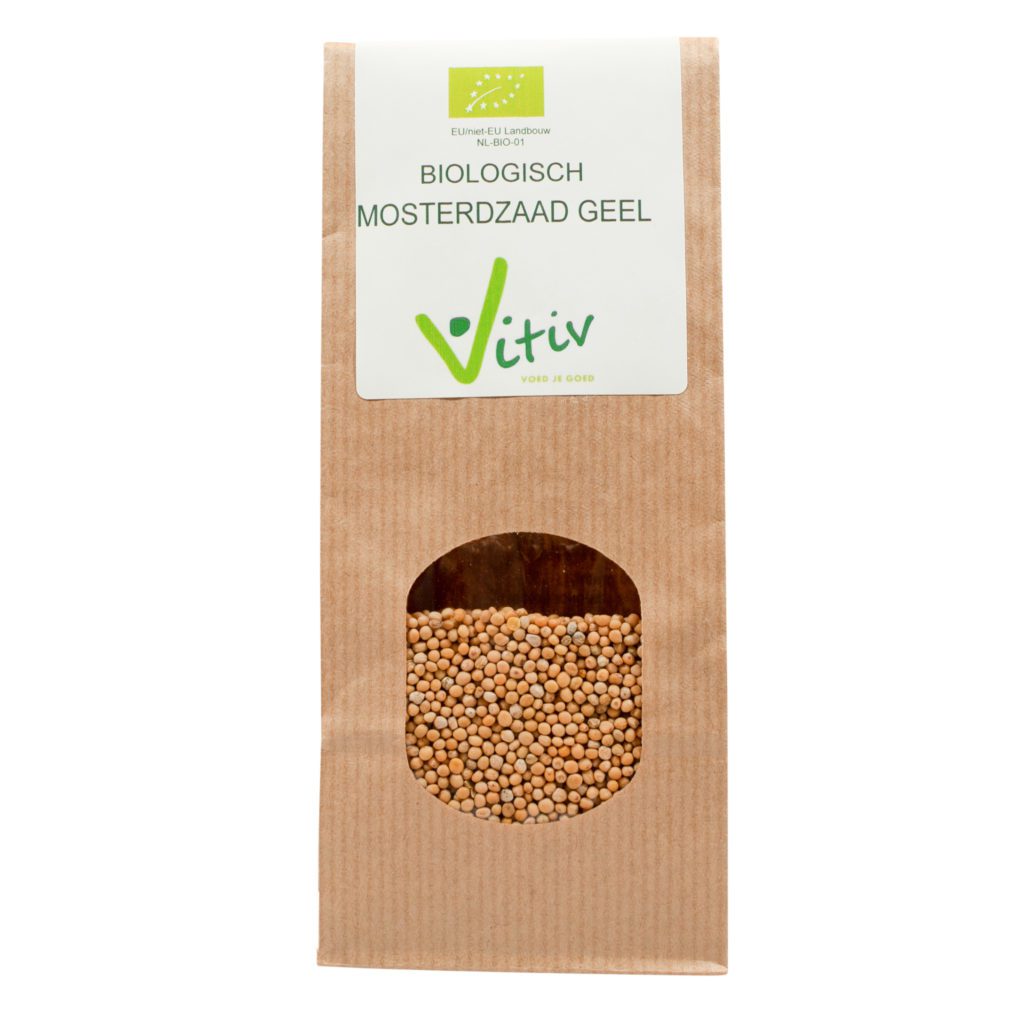 Geel mosterdzaad 100 gram - Vitiv.nl